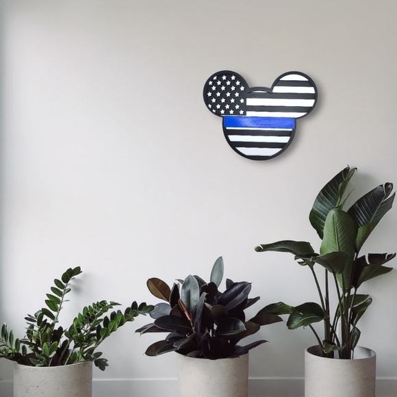 Disney | Wall Decor | Mickey Mouse Ears Disney Blue Line Wall Plaque ...